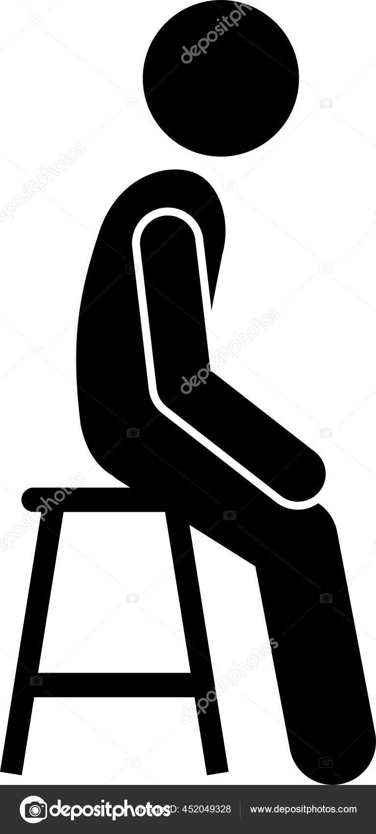 Sentado Cadeira Poses Postos Homem Humano Pessoas Vara Figura Stickman ...