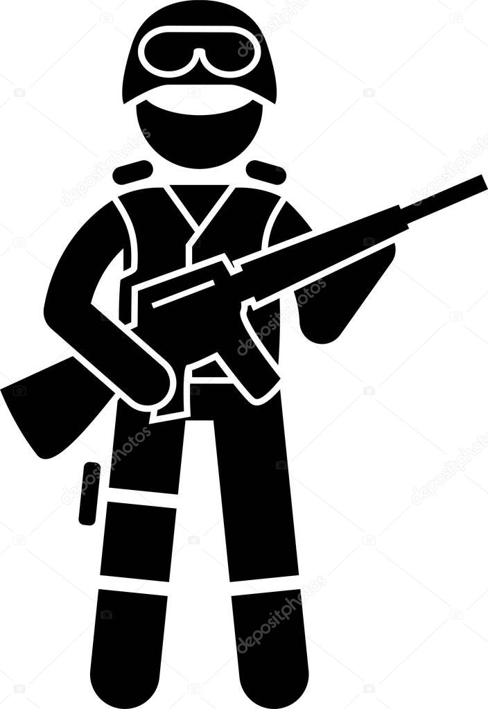 SWAT Special Weapons and Tactics Icons. Stickman pictogram set depicts ...