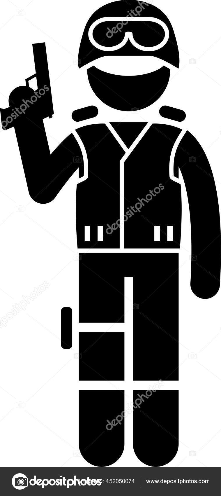 Swat Special Weapons Tactics Icons Stickman Pictogram Set Depicts Swat ...