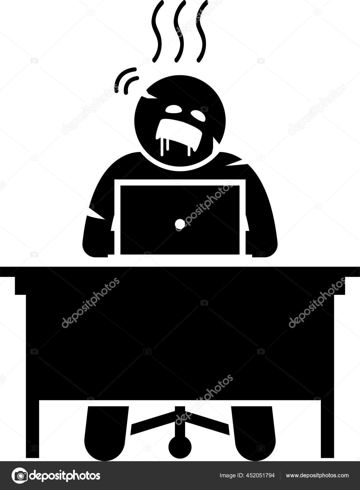 Minimalistic Vector Illustration Wizard Character Using Laptop Stock