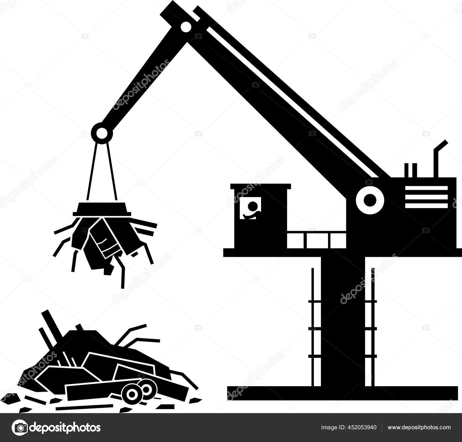 Junkyard Scrap Metal Steel Car Junk Yard Pictogram Stock Vector Image ...