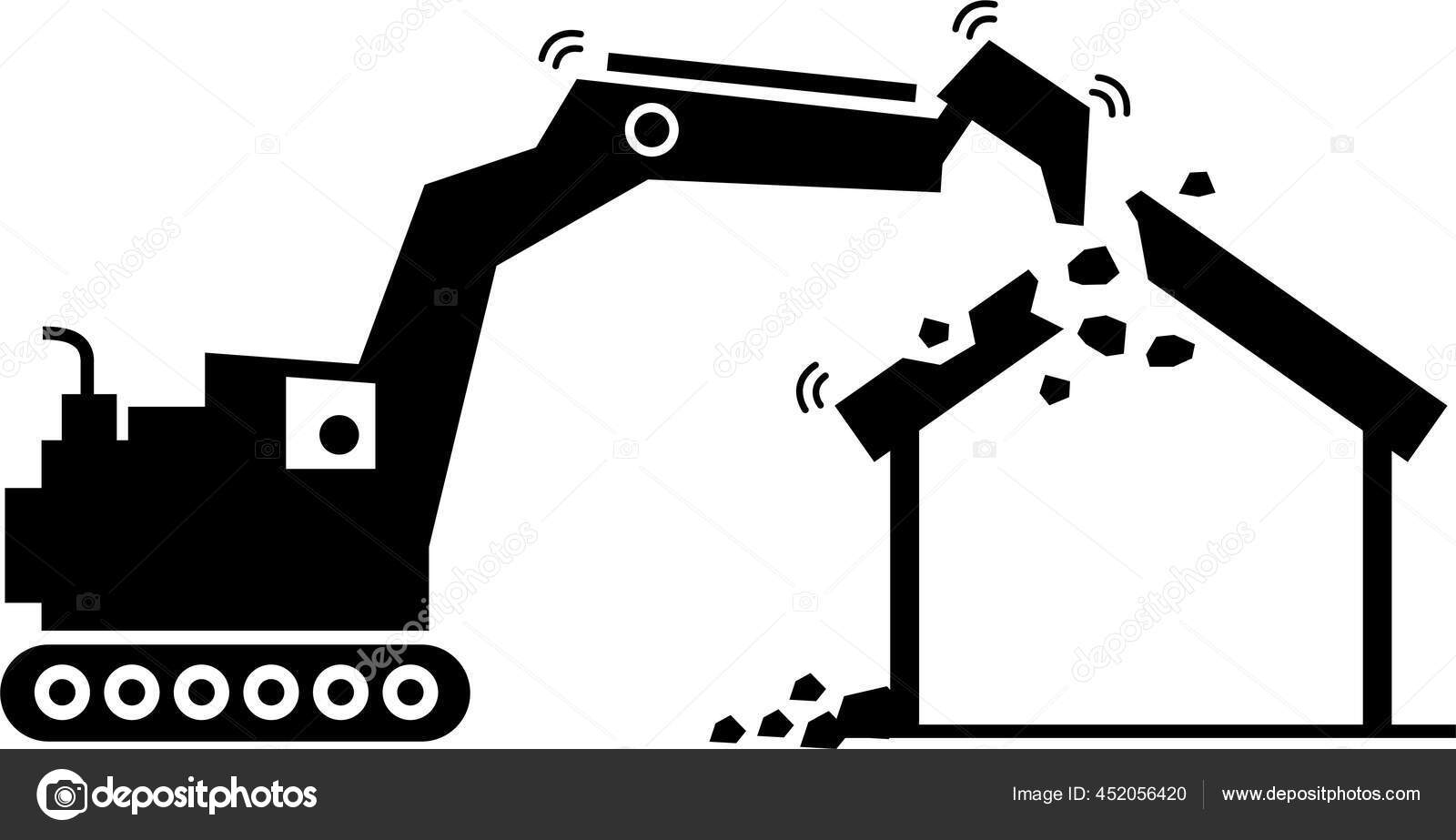Demolition Worker Demolish Building Stick Figure Pictogram Icon ...