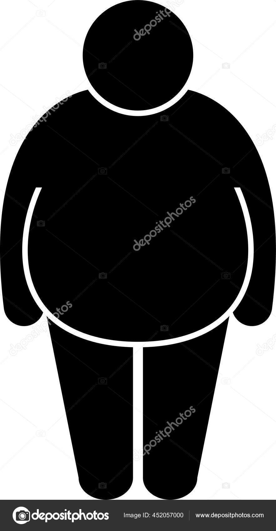 Fat Man Action Poses Postures Stick Figure Pictogram Icons Stock Vector ...