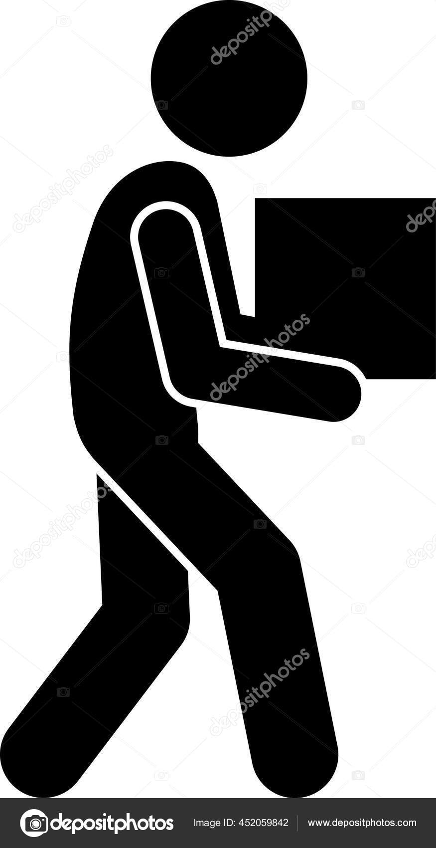 Minimalistic Vector Illustration Man Carrying Box Stock Vector by ...