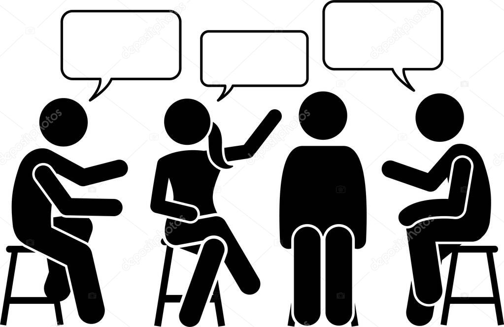 Conversación de la gente y la comunicación entre sí iconos de ...