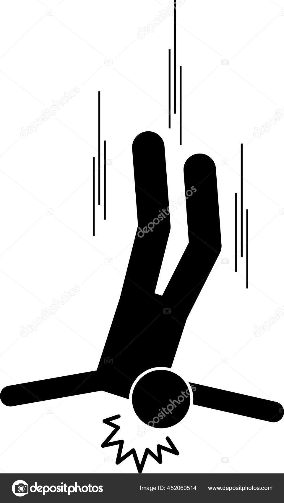 Man Falling Felling Pictogram Shows Person Fall Knock Different Parts ...