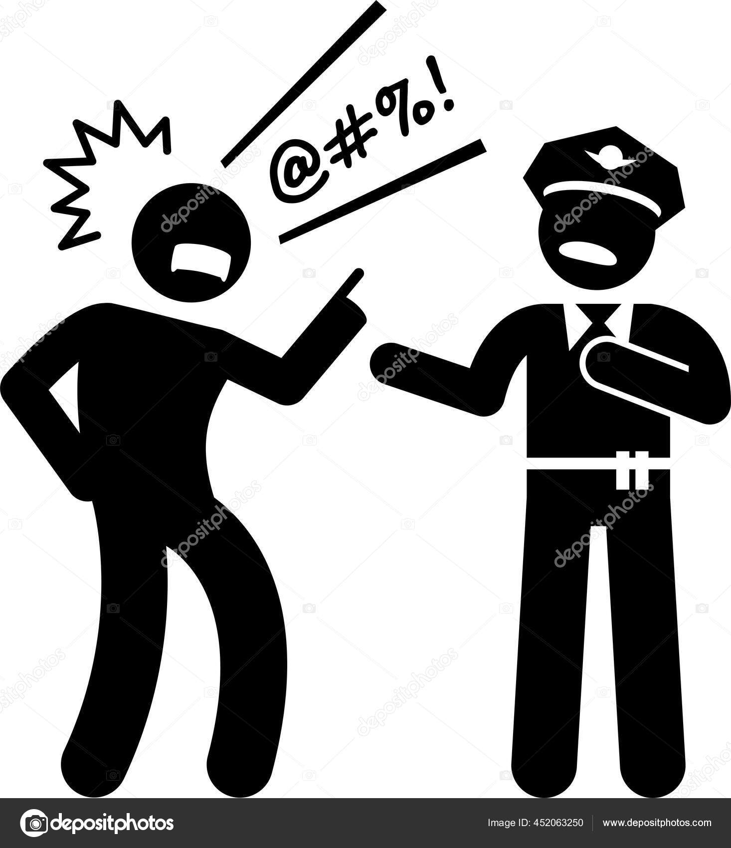 Man Fighting Obstructing Resisting Police Arrest Pictogram Depicts ...