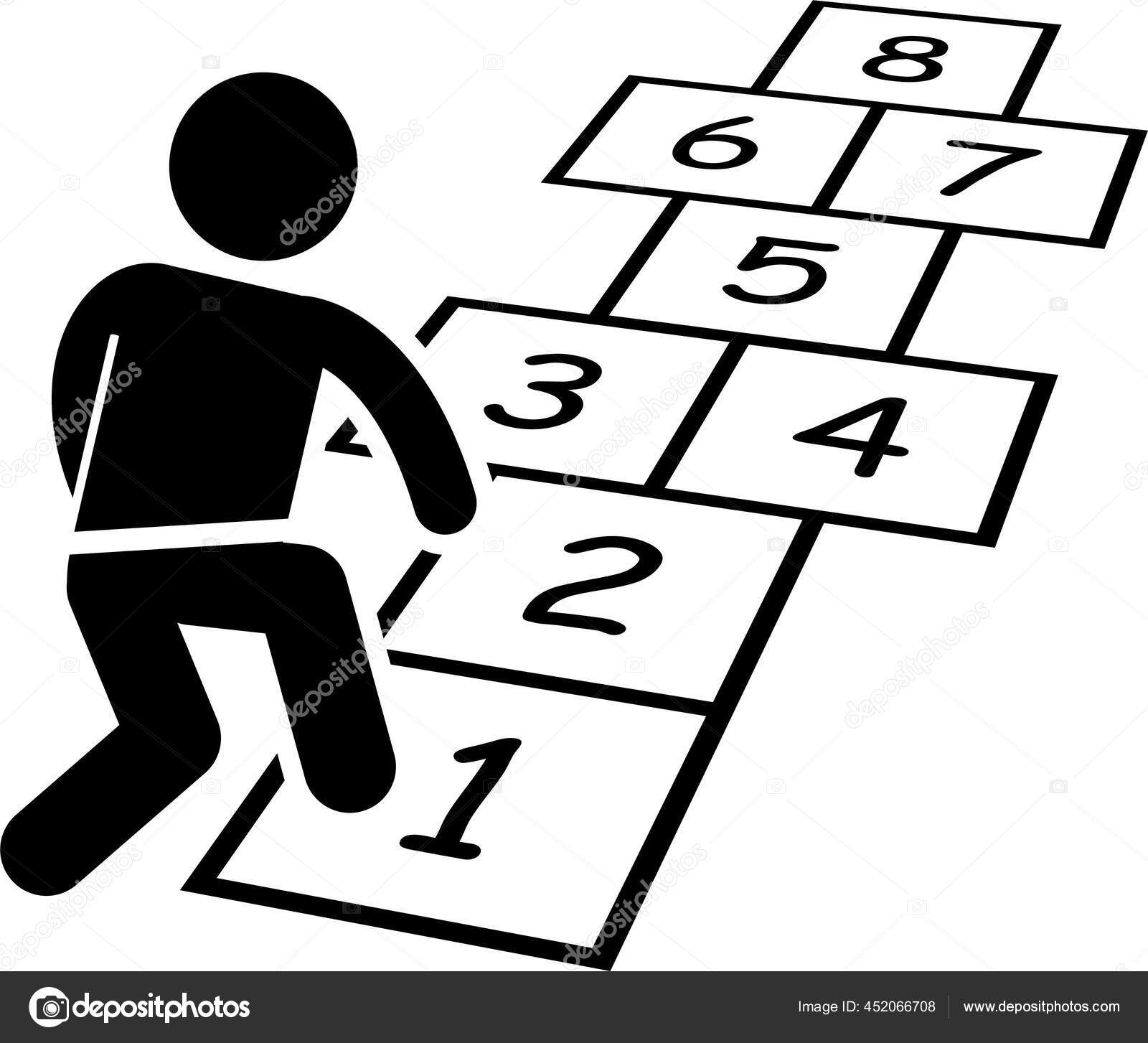 Children Playing Traditional Modern Games Stick Figure Pictogram Icon ...