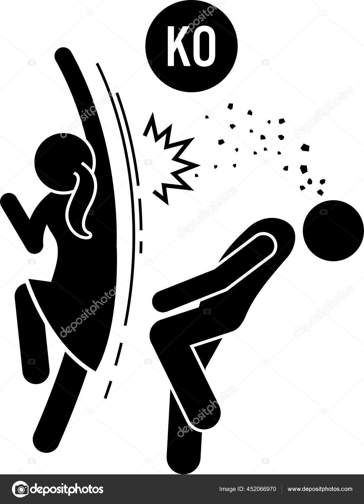 Woman Beating Man Stick Figure Sign Symbols Vector Illustration Female