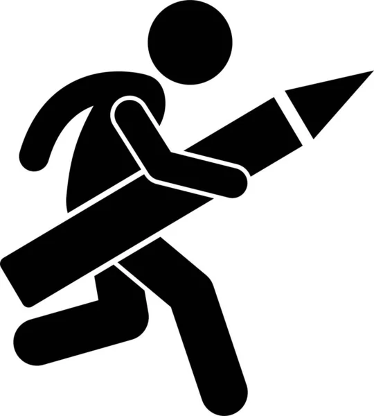 Stick Figure Man Using Big Pencil Eraser Mini Man Writing Stock Vector ...