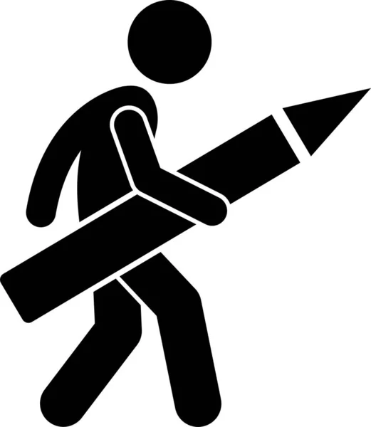 Stick Figure Man Using Big Pencil Eraser Mini Man Writing Stock Vector ...