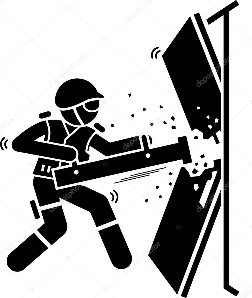 SWAT Special Weapons and Tactics Icons. Stickman pictogram set depicts ...