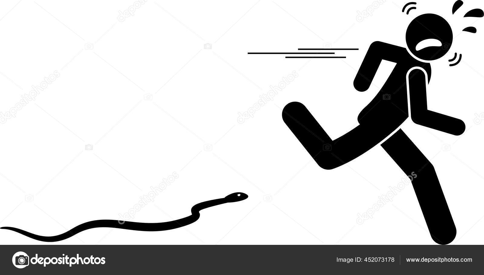 Human Snake Pictograms Icons Illustrations Depict People Scared Running ...