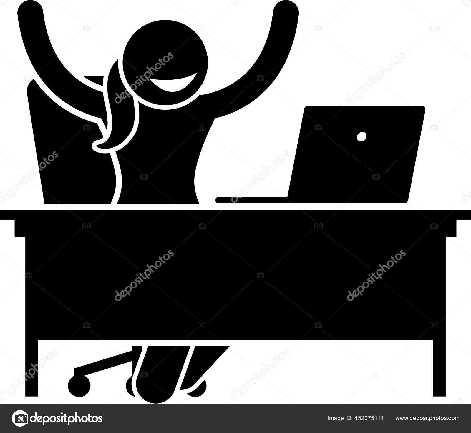 Vector Illustration Girl Using Computer Icon Stock Vector Image by ...