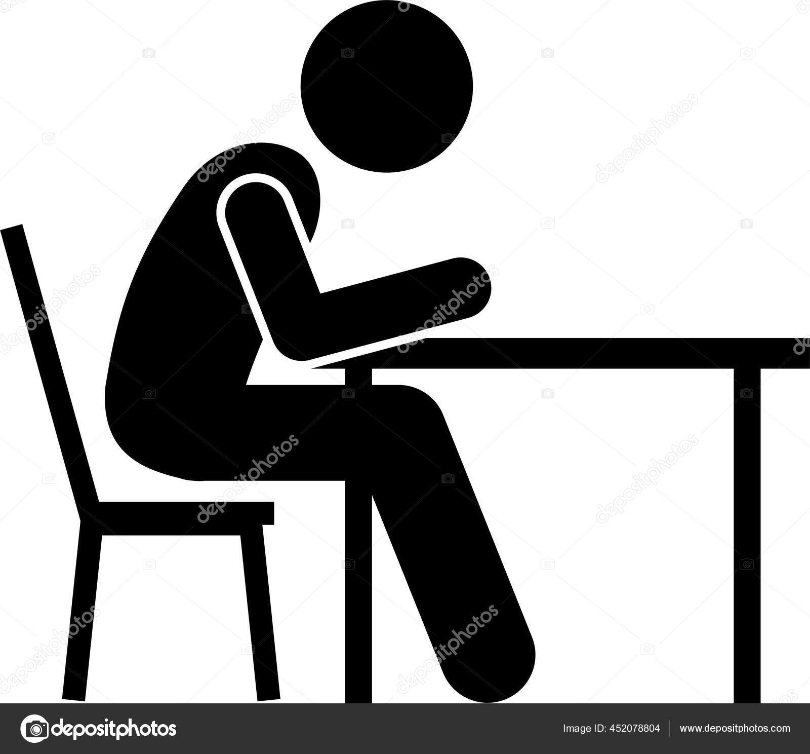 Sitter Stol Innehar Ställningar Människa Man Människor Stick Figur ...