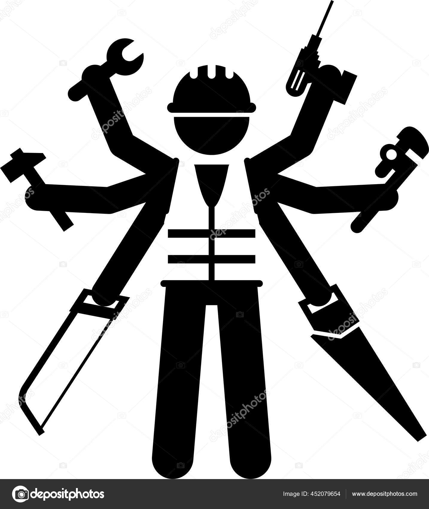 Obrero Construcción Manitas Palo Figuras Icono Ilustraciones ...