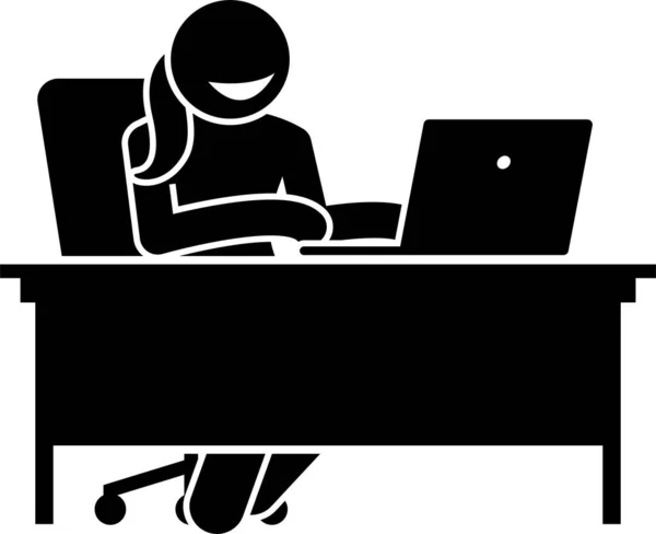 Vector Illustration Girl Using Computer Icon Stock Vector Image by ...