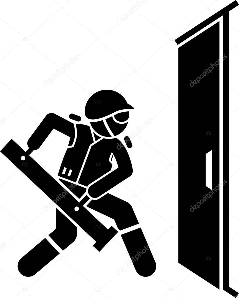 SWAT Special Weapons and Tactics Icons. Stickman pictogram set depicts ...