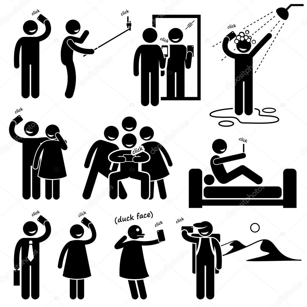 Selfie Stick Figure Pictogram Icons ⬇ Vector Image by © leremy | Vector ...