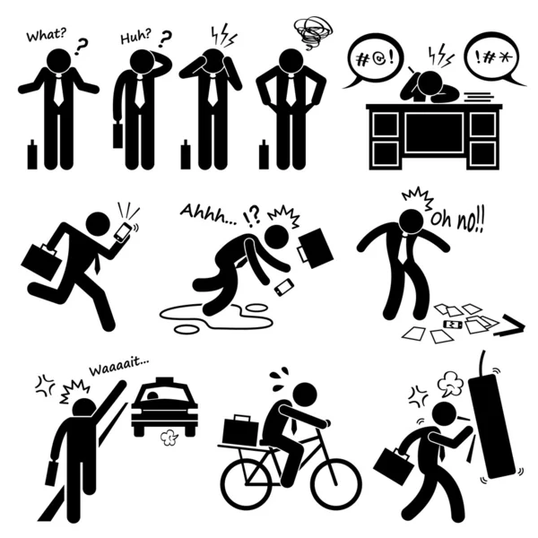 Fail Businessman Emotion Feeling Action Stick Figure Pictogram Icons ...