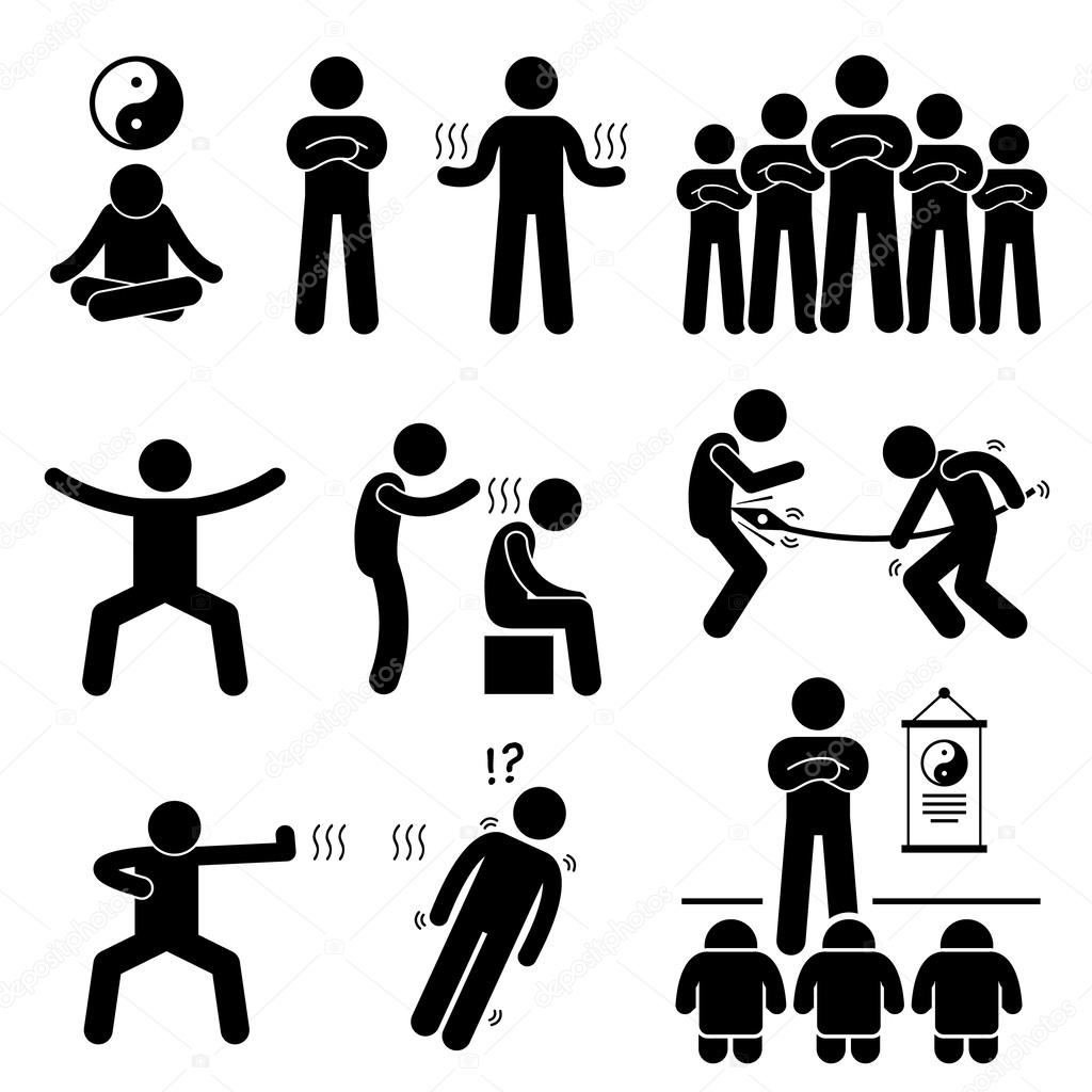 Qigong Qi Energy Power Stick Figure Pictogram Icons Stock Vector by ...