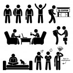 Good and Bad Human Body Posture Stick Figure Pictogram Icon Stock ...