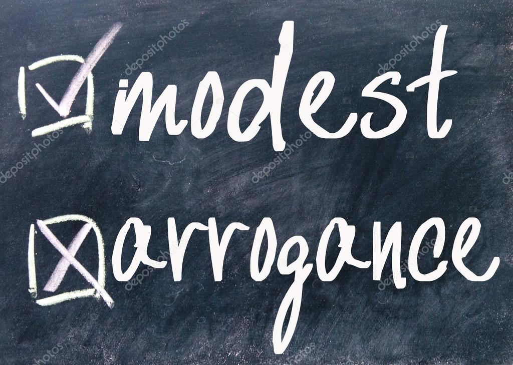 Modest and arrogance sign on blackboard — Stock Photo © flytosky11 ...