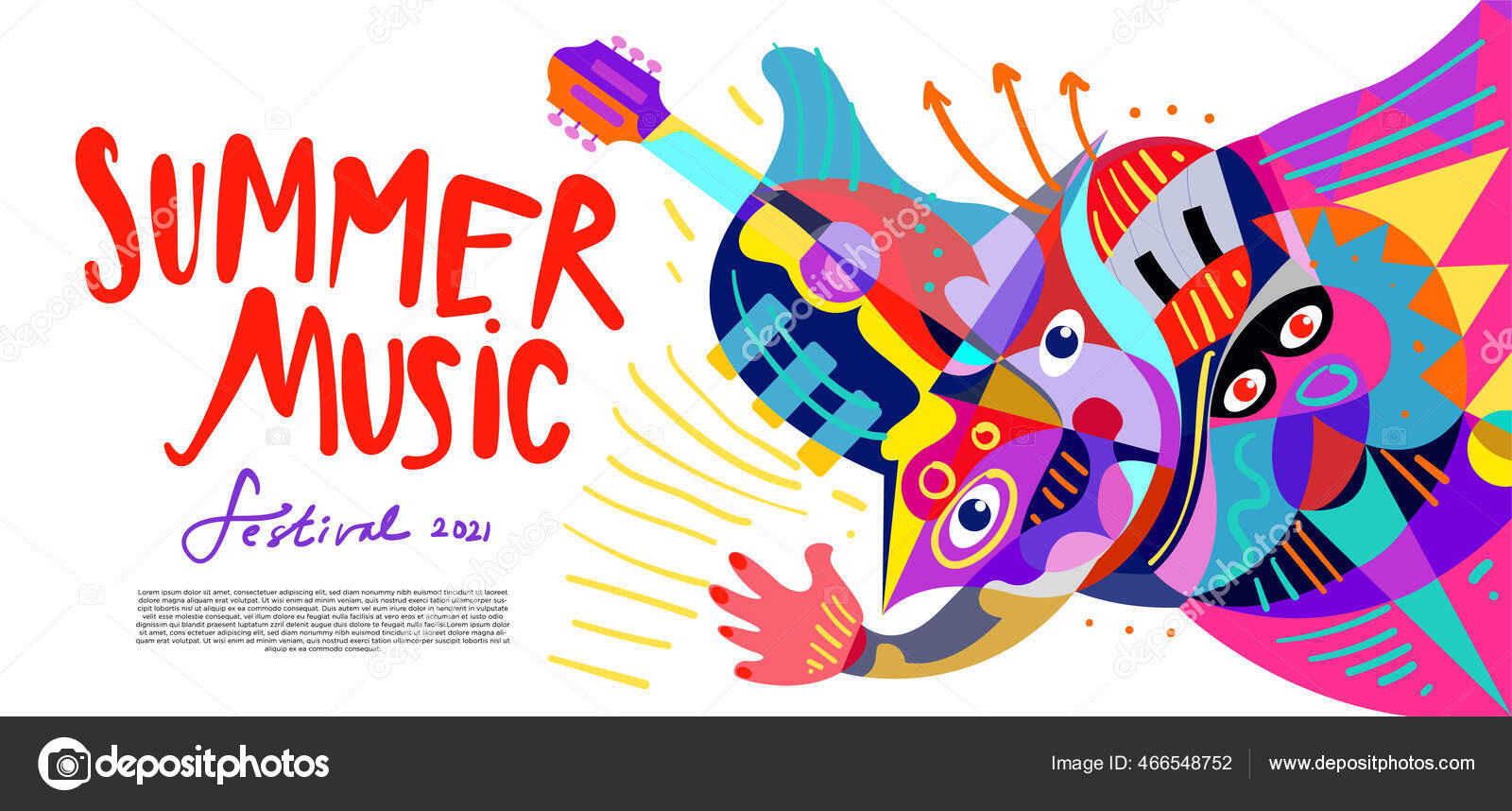 Vector Illustration Colorful Summer Music Festival Banners Stock Vector ...