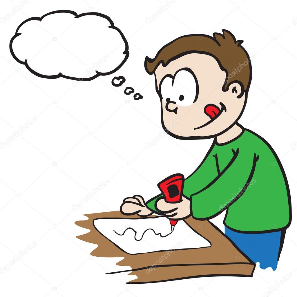 Niño con globo pegando papel — Archivo Imágenes Vectoriales © ainsel ...