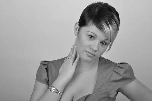 Black and white beautiful 20 something year old female portrait Stock ...