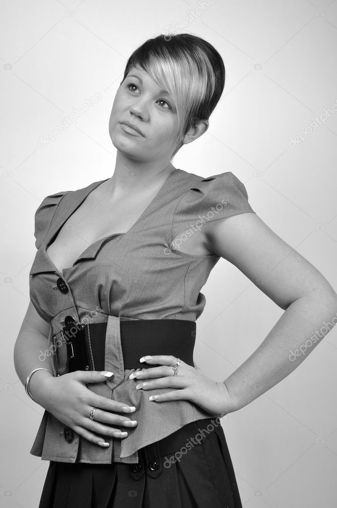 Black and white beautiful 20 something year old female portrait Stock ...