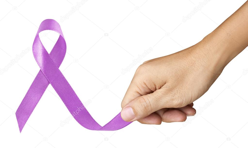 Hand Make Lavender Ribbon for General Cancer symbol on white — Stock ...