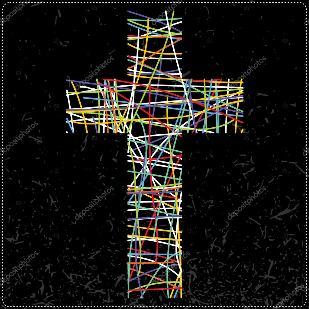 Decorative colorful cross on black background. Stock Vector by ...