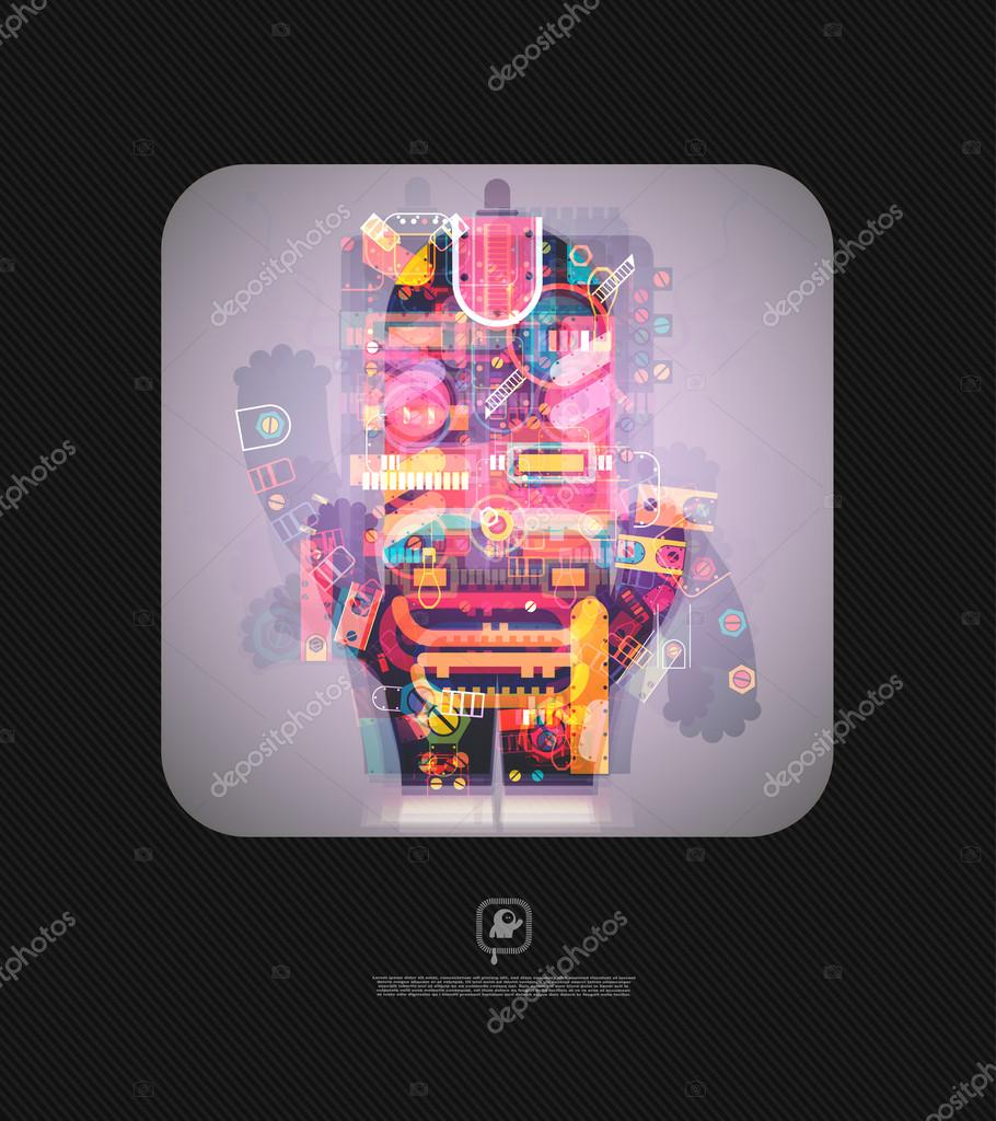 Cute robot inside colorful cube. Stock Vector Image by ©aleabievsasha ...