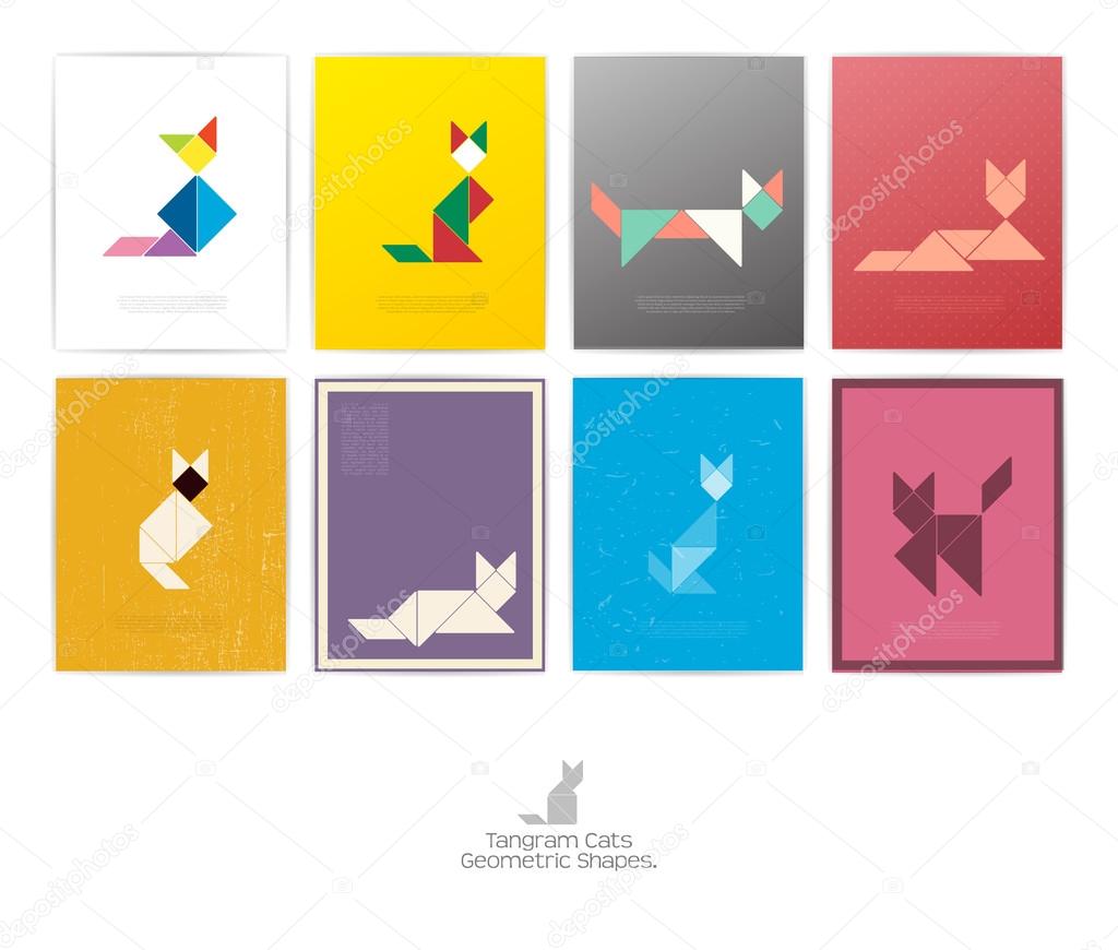 Set of eight tangram cats Stock Vector Image by ©aleabievsasha #118744320