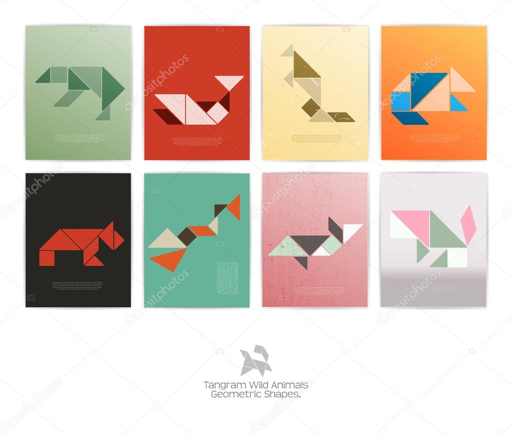 Set of eight tangram animals Stock Vector by ©aleabievsasha 118744844