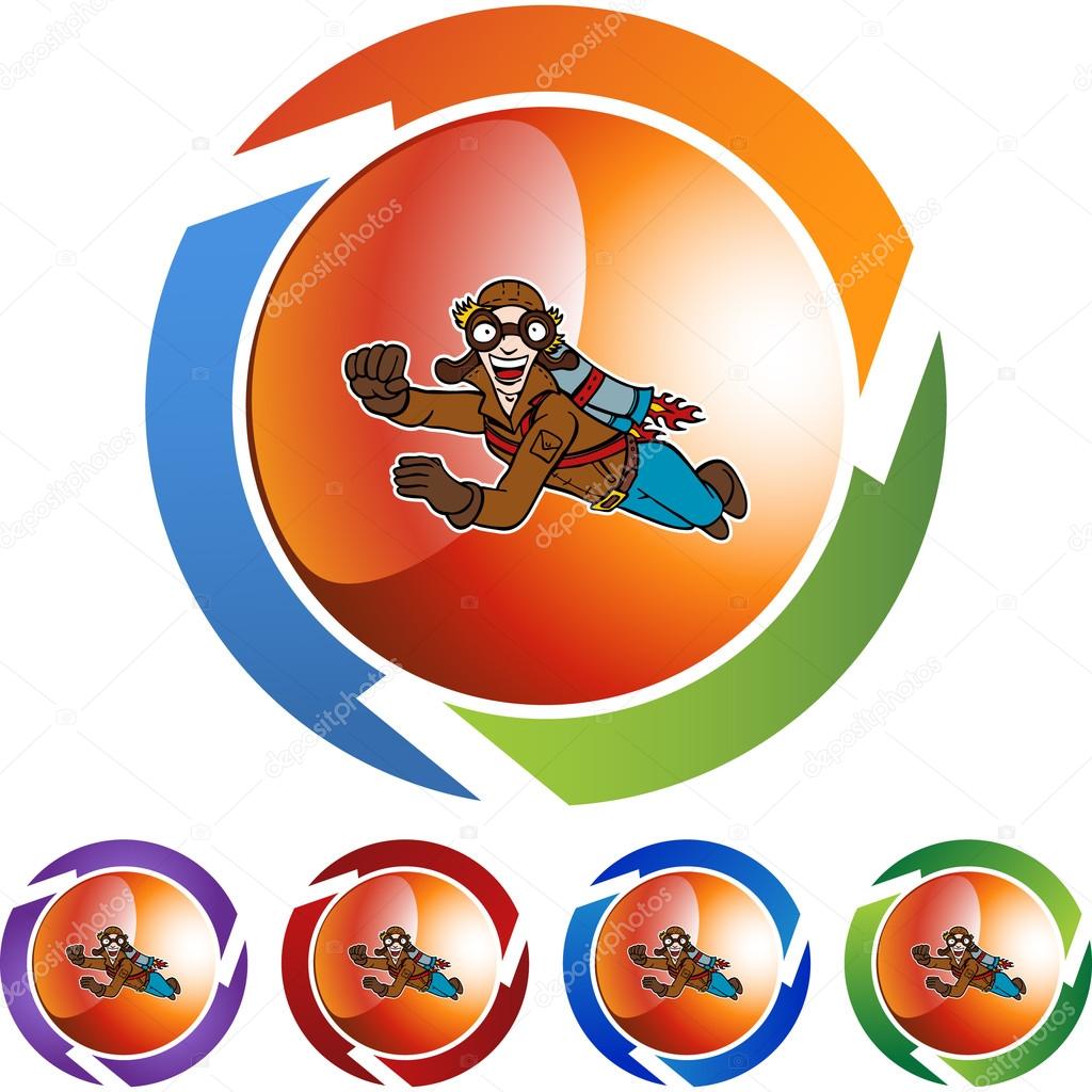 Flying Man icon button — Stock Vector © cteconsulting #64159679