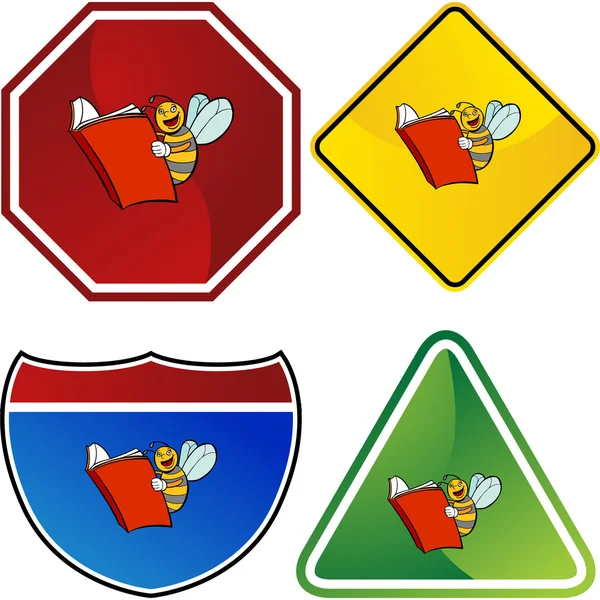 Cute bee with sign — Stock Vector © yayayoyo #5239367