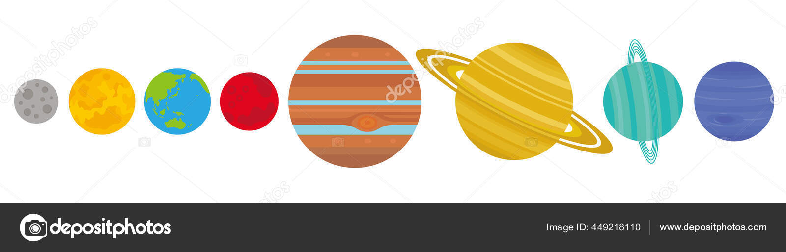 Solsystemets Planeter Vektorikoner Stock-vektor af ©lalan33 449218110