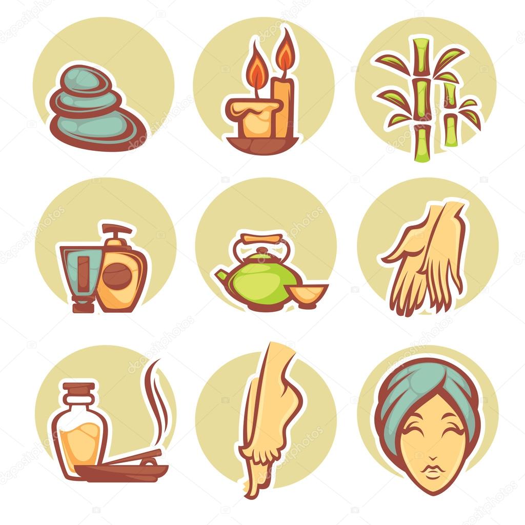 belleza, spa y relax, iconos vectoriales, etiquetas y conjunto de ... belleza, spa y relax, iconos vectoriales, etiquetas y conjunto de ...