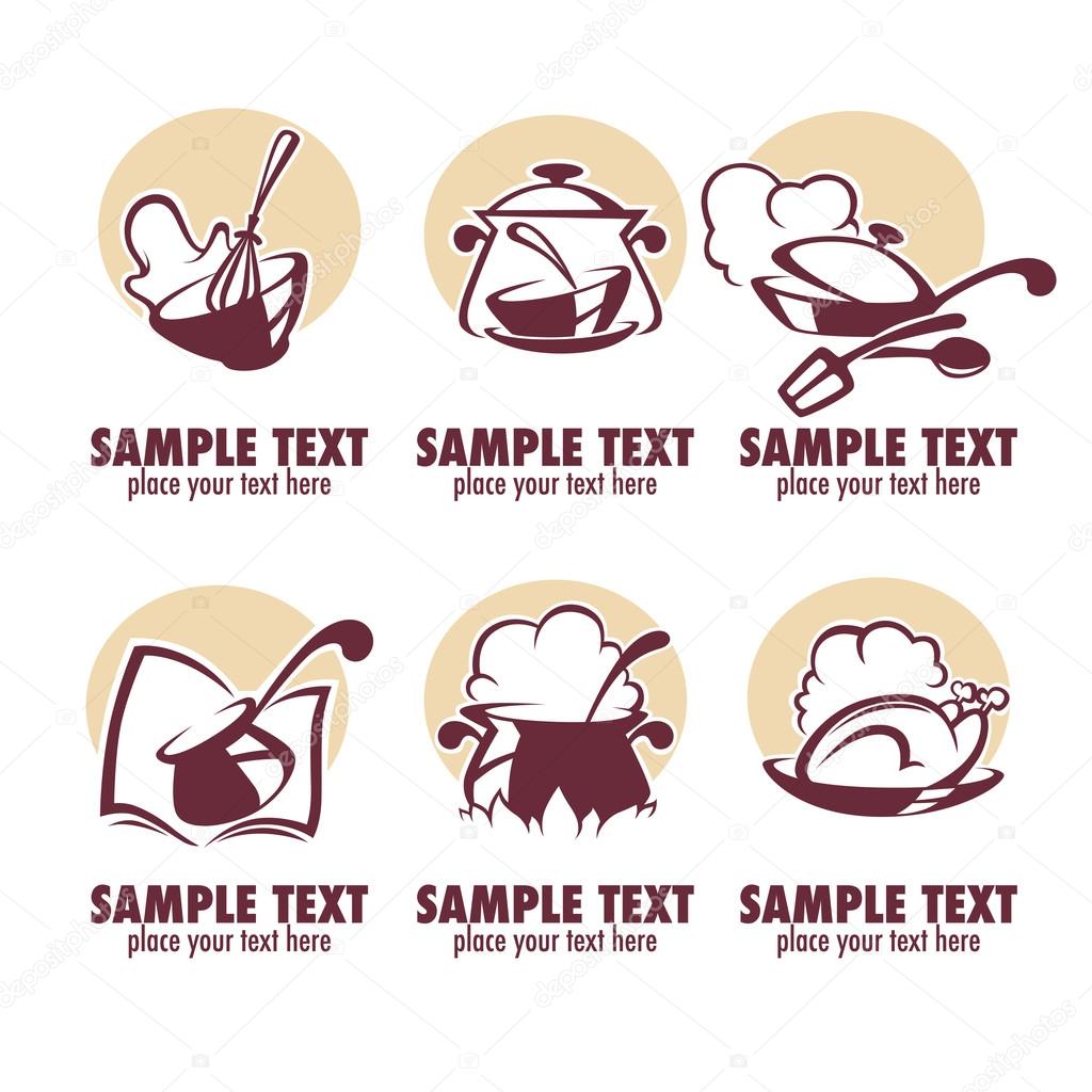 Colección vectorial de símbolos de cocina, iconos y logotipo Vector de ...