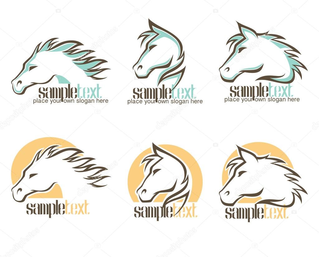 Logotipo cavalo selvagem, símbolos vetoriais e coleção de emblemas ...
