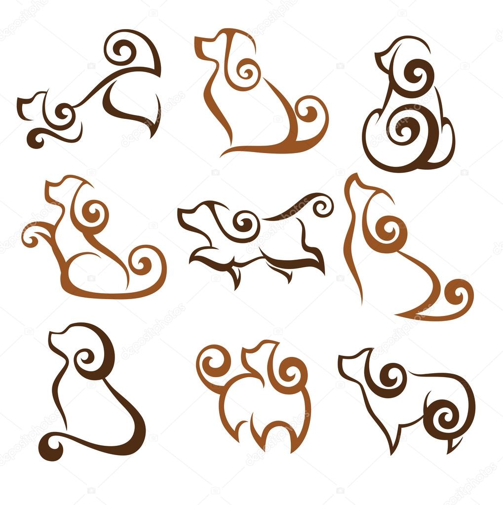 My favorite pet, vector collection of dogs symbols — Stock Vector ...