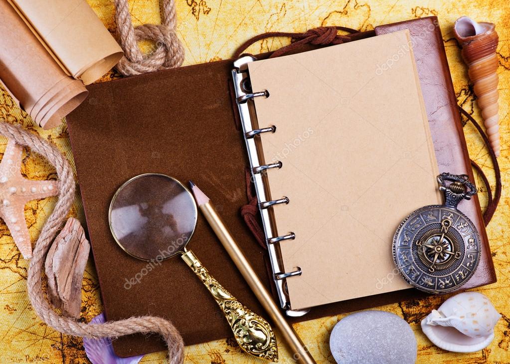 Old objects on map Stock Photo by ©tycoon 102291452