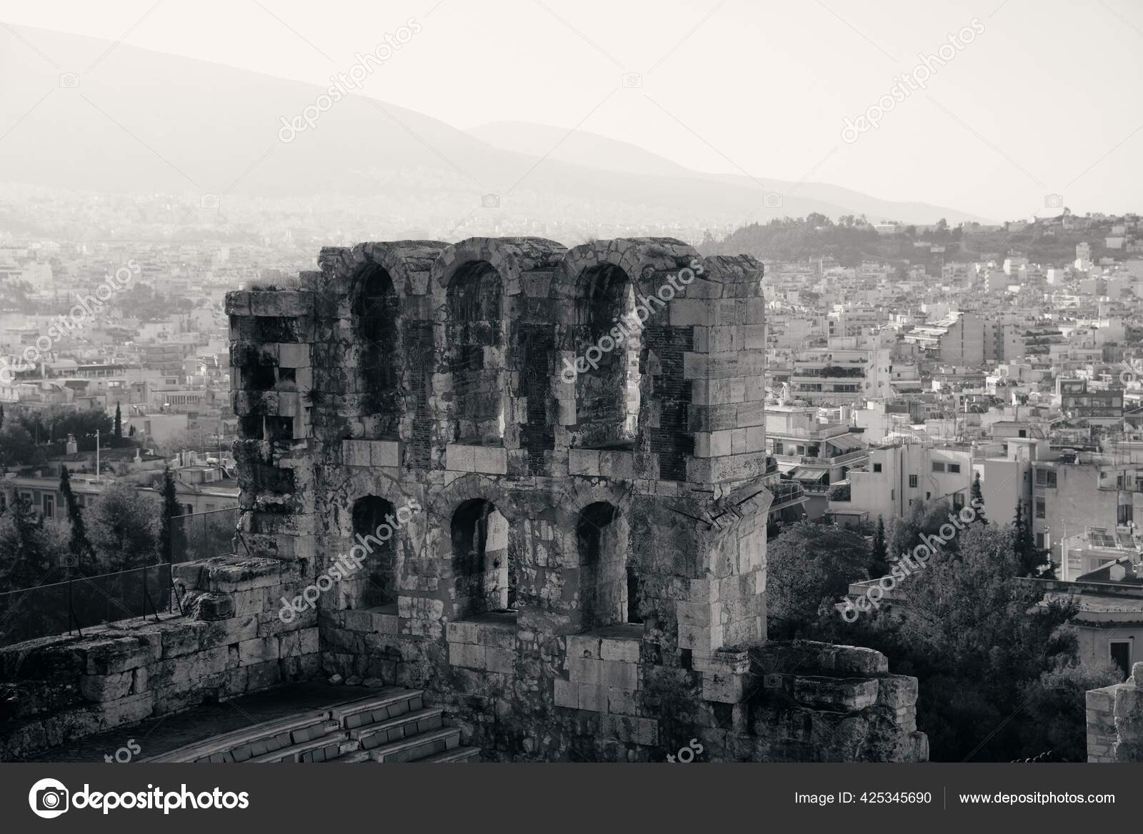 Odeon Herodes Atticus Theatre Acropolis Historical Ruins Athens Greece ...