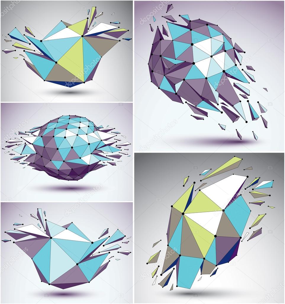 Collection of 3d vector digital wireframe object Stock Vector by ...