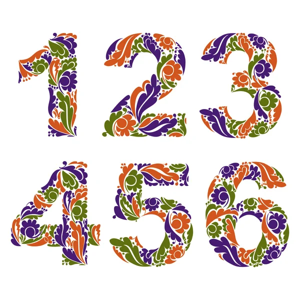 Floral colorful numbers set. — Stock Vector © Ostapius #51675545