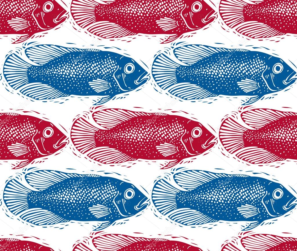 Freshwater fish endless pattern Stock Vector Image by ©Ostapius #112024020