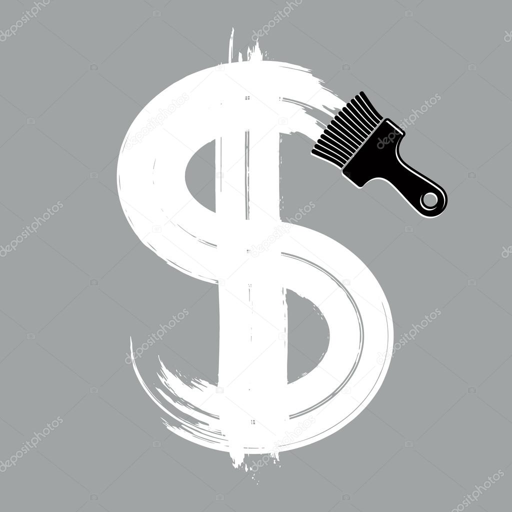 Grayscale dollar sign with paintbrush Stock Vector Image by ©Ostapius ...