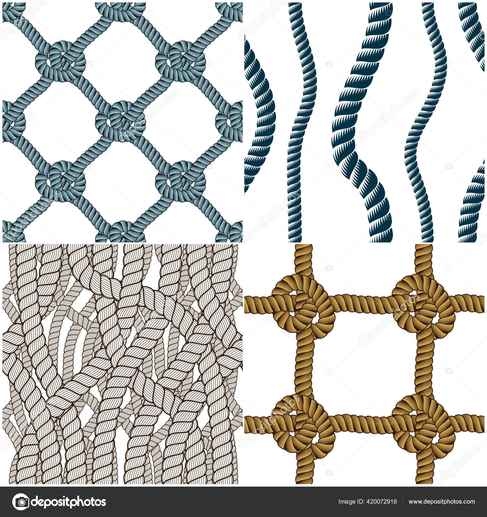 Seamless Patterns Rope Woven Vectors Set Abstract Illustrative ...